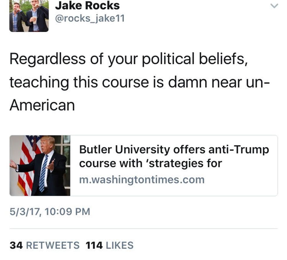 Butler Student Reads Tweets About The Butler Trump Resistance Class ...