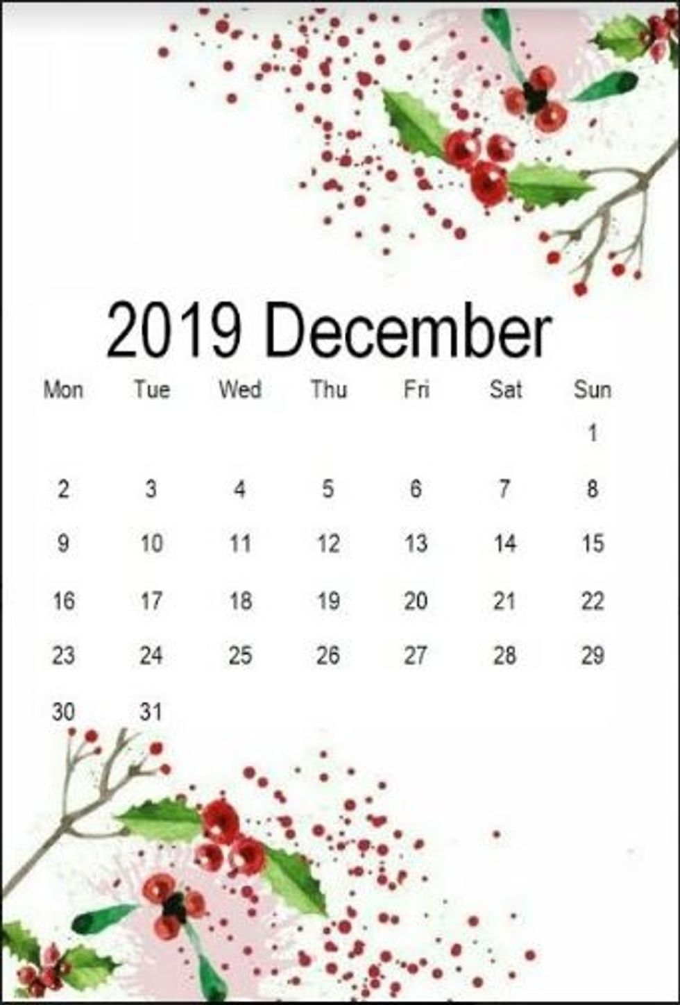 December 2019 Calendar | The Odyssey Online